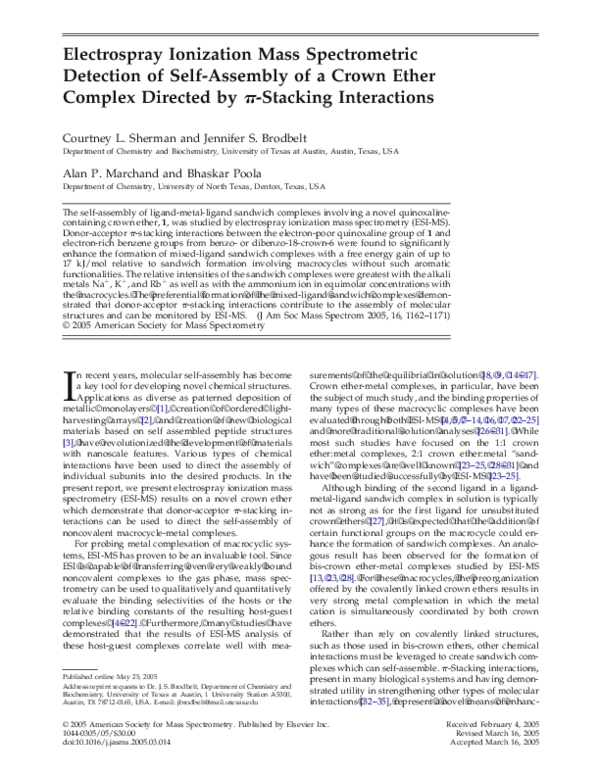 (PDF) Electrospray Ionization Mass Spectrometric Determination of the ...