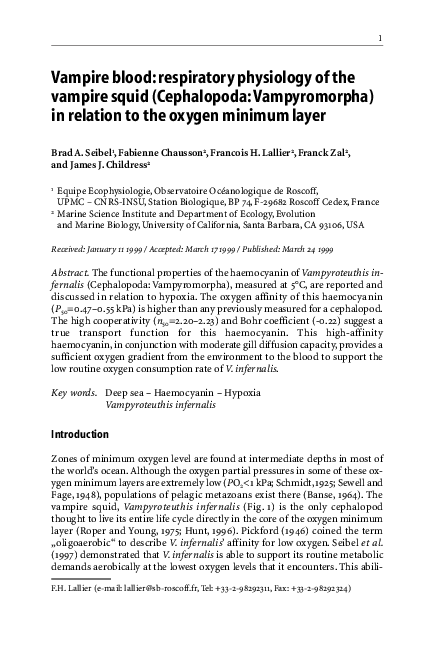(PDF) Vampire blood: respiratory physiology of the vampire squid ...