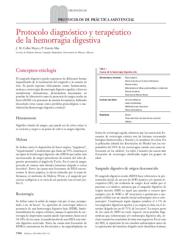 (PDF) Protocolo diagn stico y terap utico de la hemorragia digestiva | Juan Mayo - Academia.edu