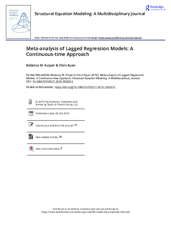 (PDF) Meta-analysis of lagged regression models: A continuous-time approach