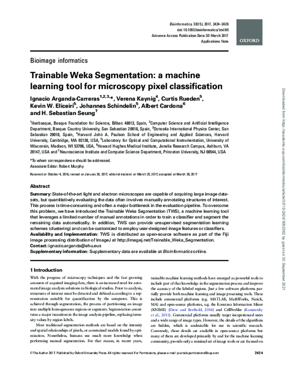 (PDF) Trainable Weka Segmentation: a machine learning tool for ...