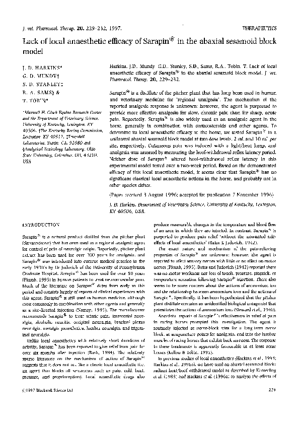(PDF) Lack of local anaesthetic efficacy of Sarapin in the abaxial ...