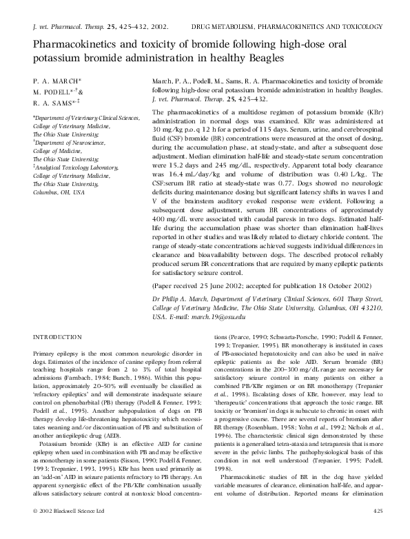 (PDF) Pharmacokinetics and toxicity of bromide following high-dose oral ...