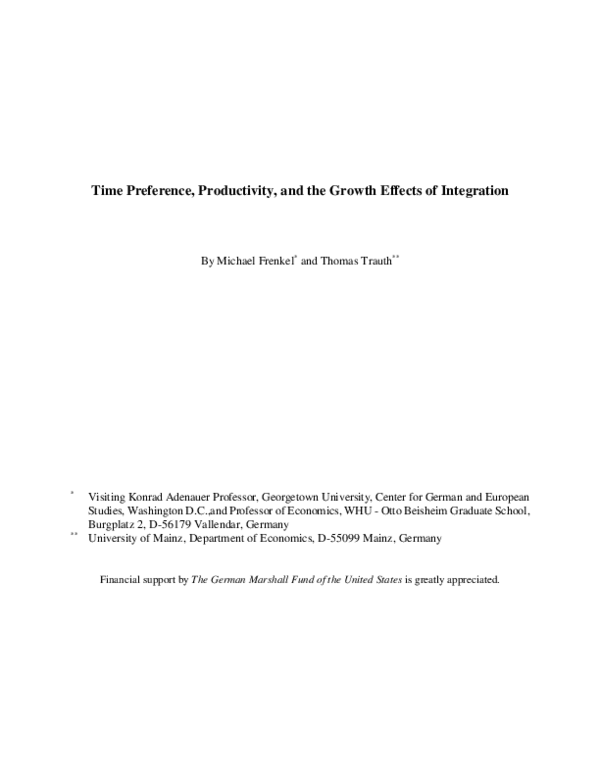 (PDF) Time Preference, Productivity, and the Growth Effects of ...