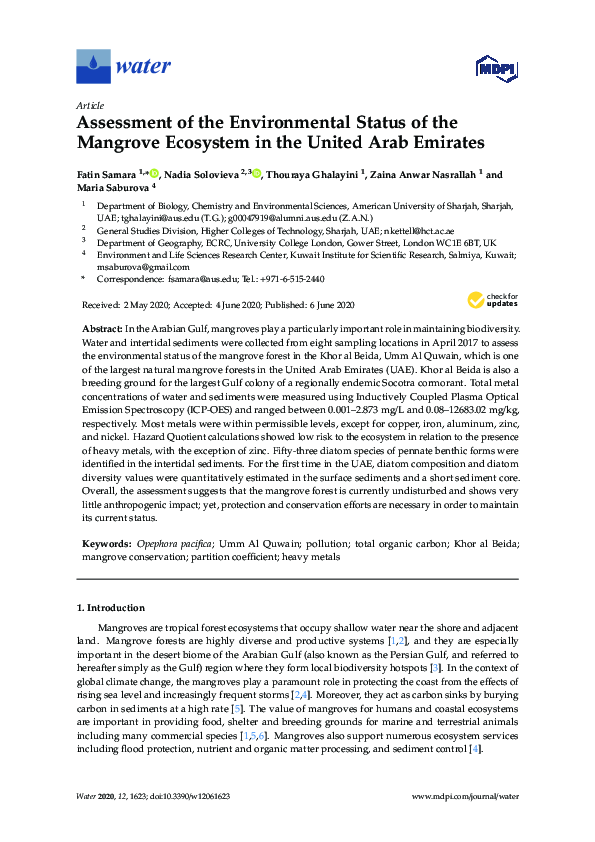 (PDF) Assessment of the Environmental Status of the Mangrove Ecosystem ...