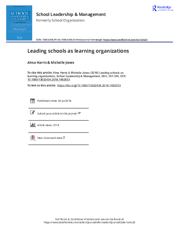 (PDF) Leading schools as learning organizations