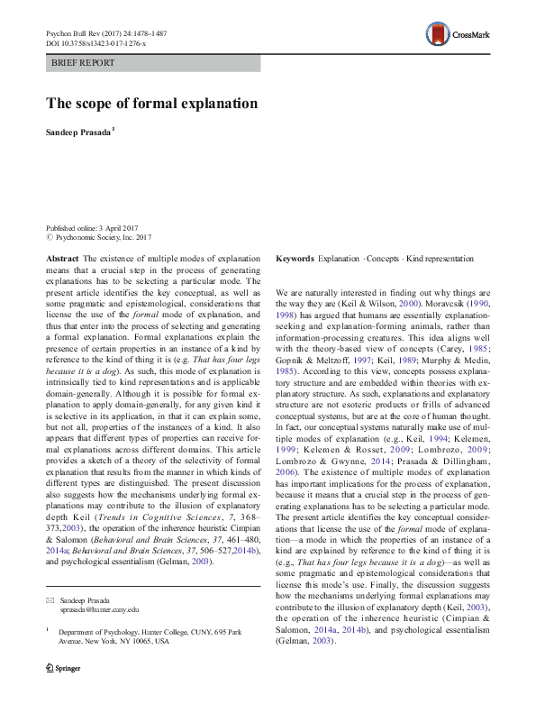 (PDF) The scope of formal explanation