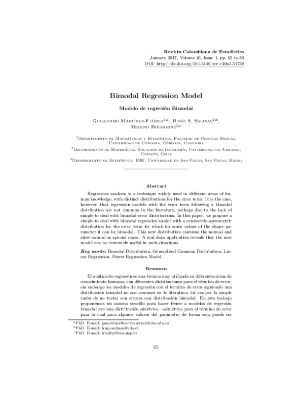 (PDF) Bimodal Regression Model