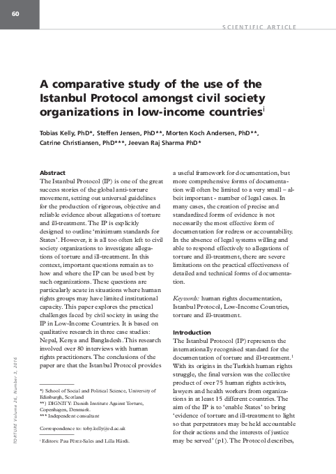 (PDF) A comparative study of the use of the Istanbul Protocol amongst ...
