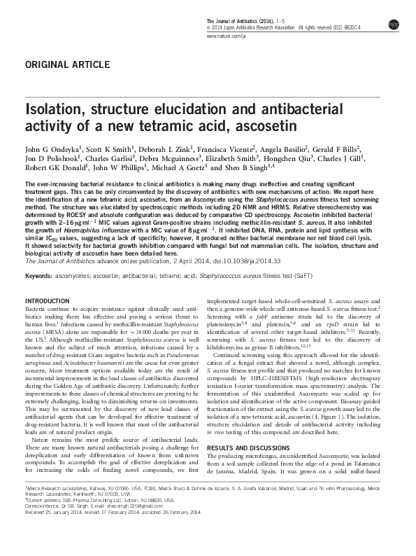 (PDF) Isolation, structure elucidation and antibacterial activities of streptothricin acids