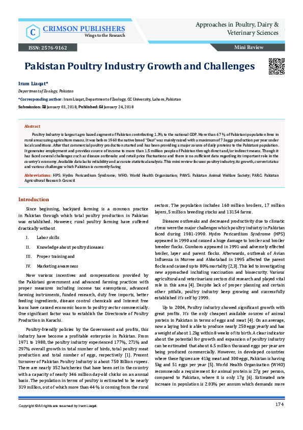 (PDF) Pakistan Poultry Industry Growth and Challenges