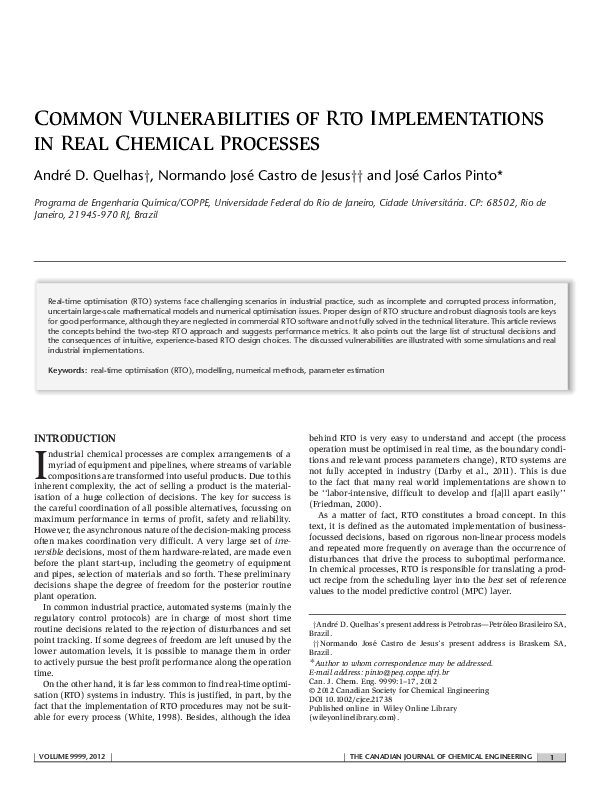 (PDF) Common vulnerabilities of RTO implementations in real chemical ...