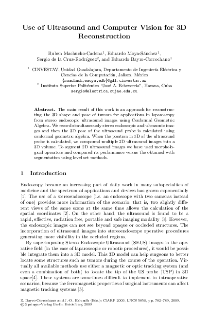 (PDF) Use of Ultrasound and Computer Vision for 3D Reconstruction