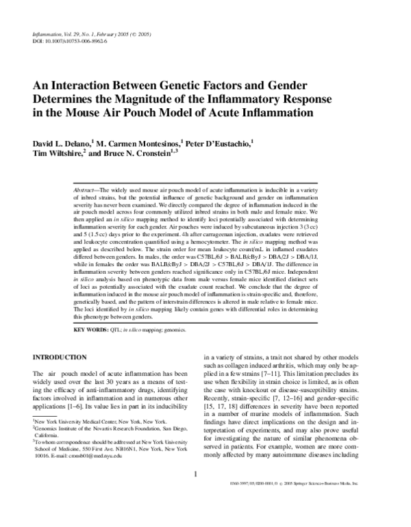 (PDF) An Interaction Between Genetic Factors and Gender Determines the ...