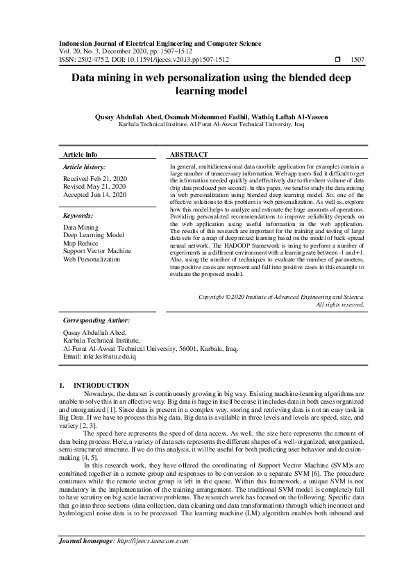 (PDF) Data mining in web personalization using the blended deep learning model