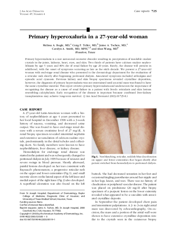 (PDF) Primary hyperoxaluria in a 27-year-old woman