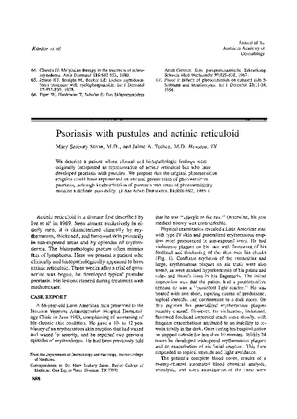 (PDF) Psoriasis with pustules and actinic reticuloid