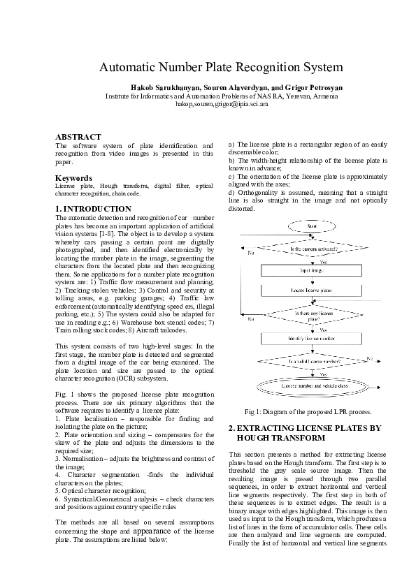 (PDF) Automatic Number Plate Recognition System