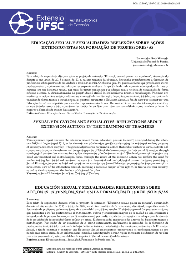 Pdf Educação Sexual E Sexualidades Reflexões Sobre Ações 1035