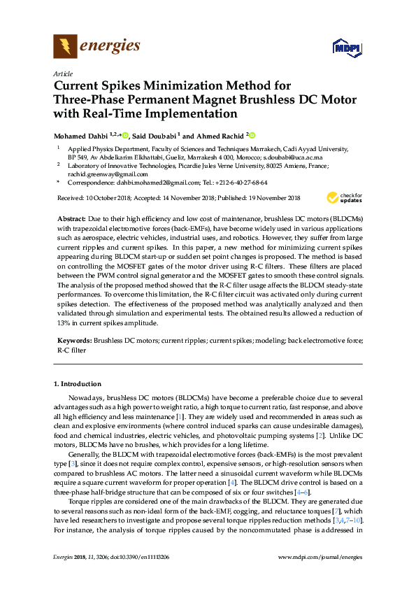 (PDF) Current Spikes Minimization Method for Three-Phase Permanent ...