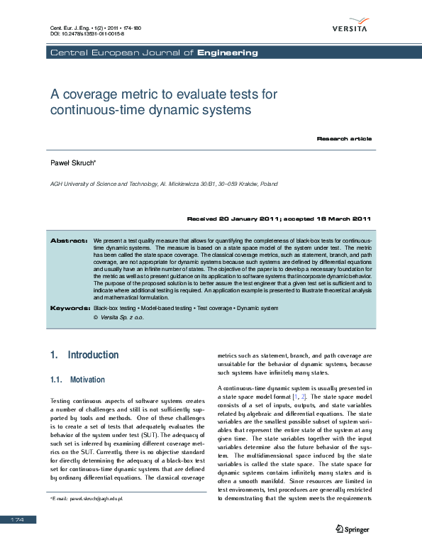(PDF) A coverage metric to evaluate tests for continuous-time dynamic ...