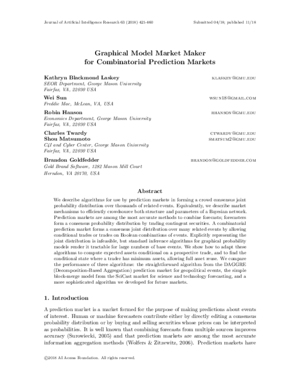 (PDF) Graphical Model Market Maker for Combinatorial Prediction Markets