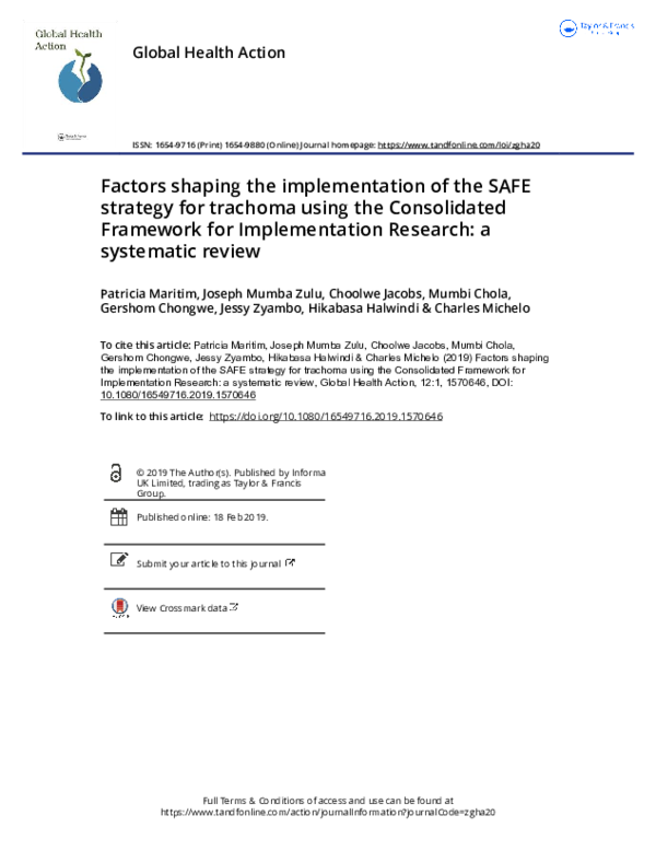 (PDF) Factors shaping the implementation of the SAFE strategy for trachoma using the ...