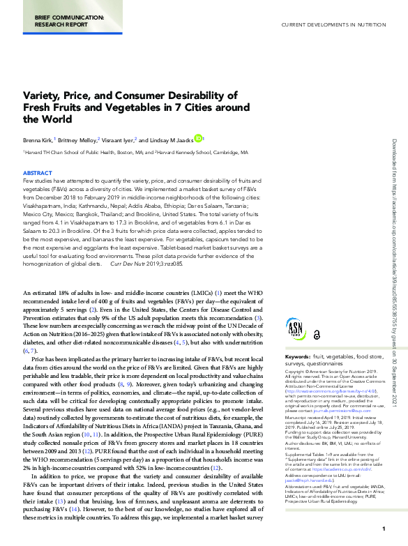 (PDF) Variety, Price, and Consumer Desirability of Fresh Fruits and ...
