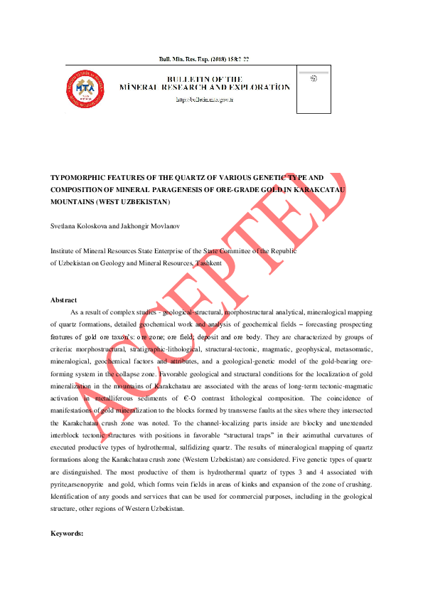 (PDF) Typomorphic Features of the Quartz of Various Genetic Type and ...