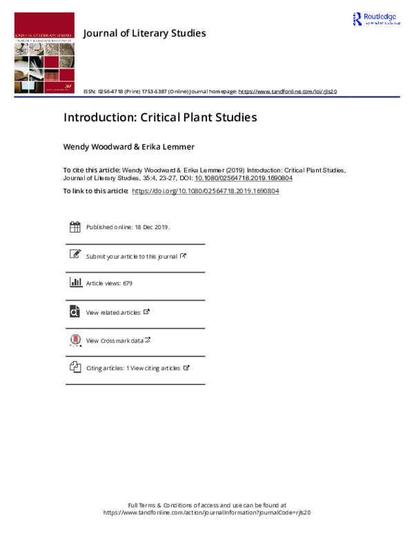 (PDF) Introduction: Critical Plant Studies
