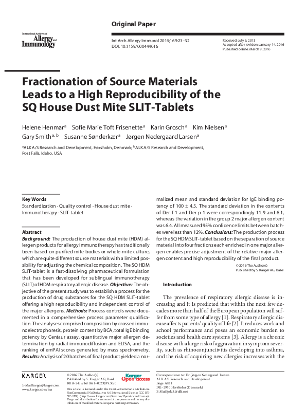 (PDF) Reproducibility of SQ HDM SLIT-Tablets