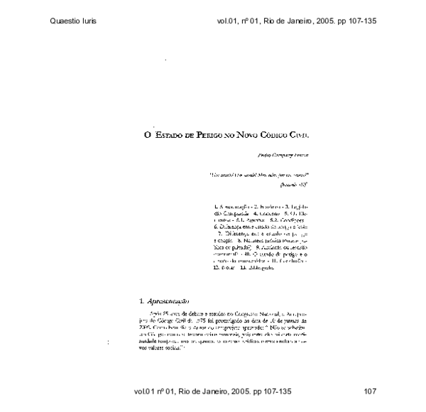 (PDF) O estado de perigo no novo Código Civil / The state of peril in ...