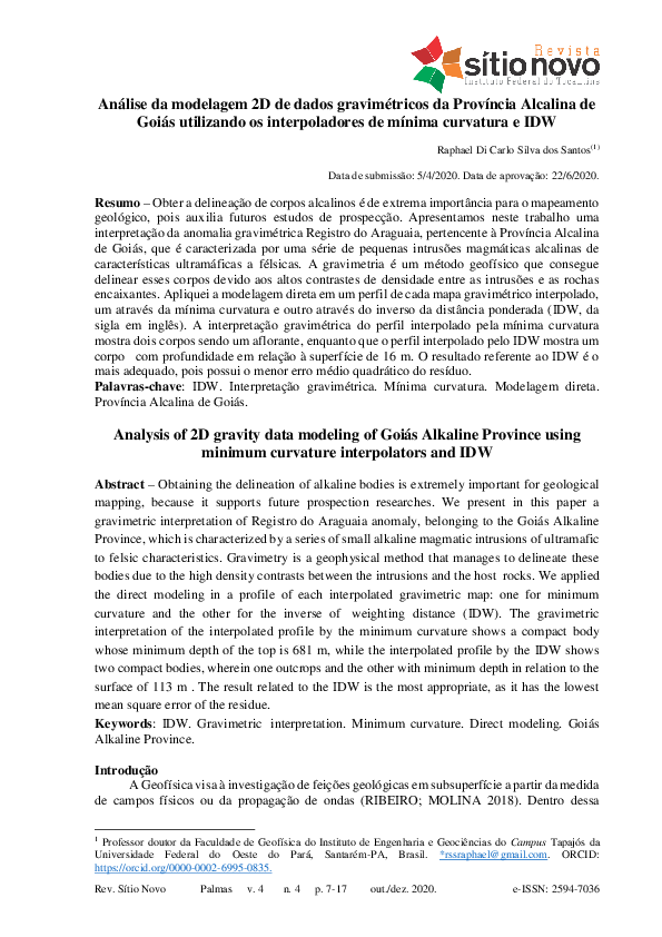 (PDF) Análise da modelagem 2D de dados gravimétricos da Província Alcalina de Goiás utilizando ...