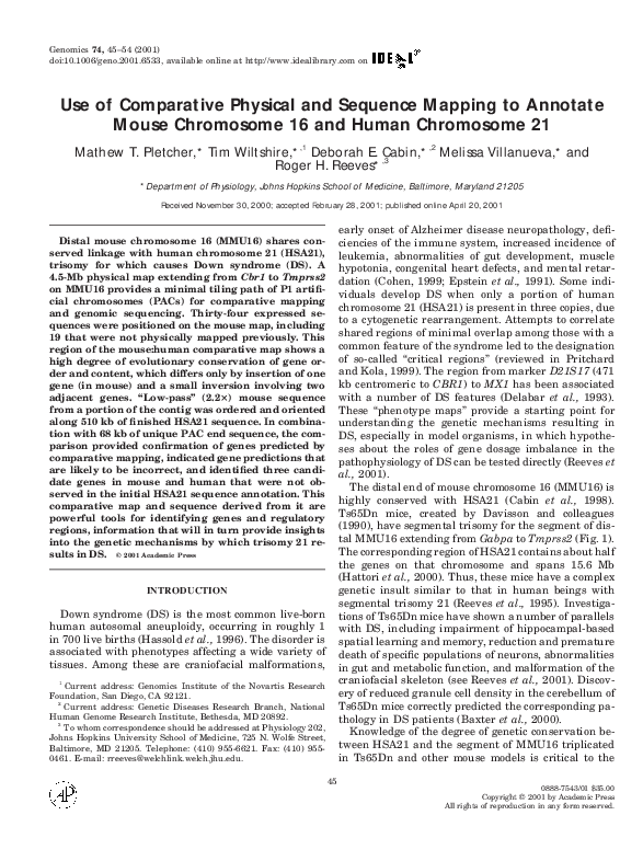 (PDF) Use of Comparative Physical and Sequence Mapping to Annotate ...