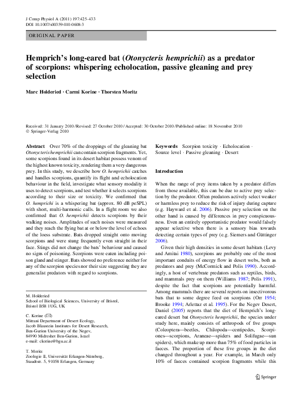 (PDF) Hemprich’s long-eared bat (Otonycteris hemprichii) as a predator ...