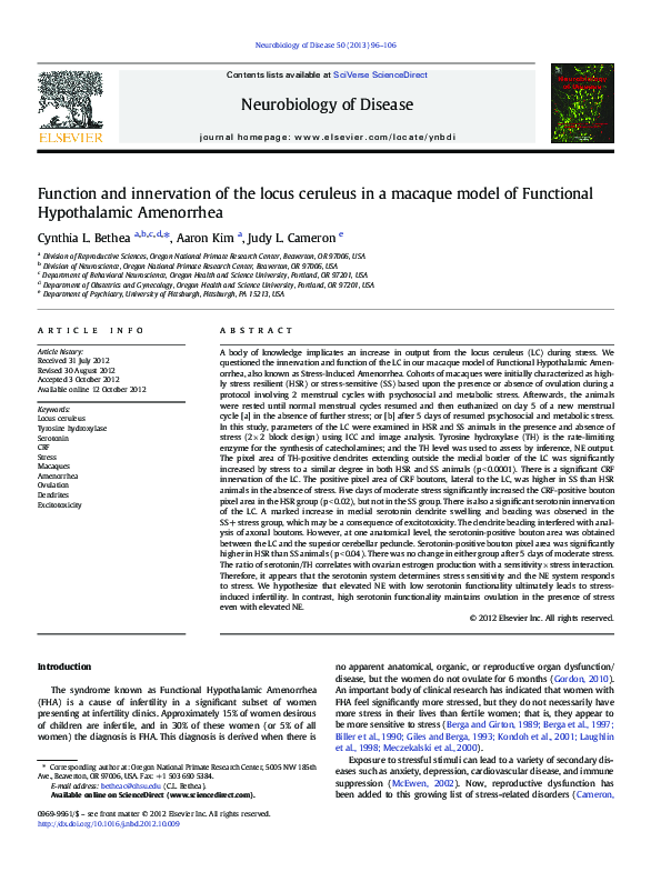 (PDF) Function and innervation of the locus ceruleus in a macaque model ...