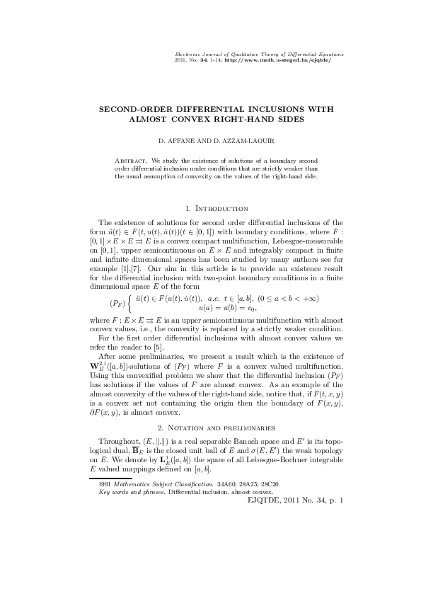 (PDF) Second-order differential inclusions with almost convex right-hand sides
