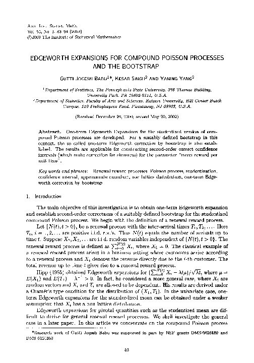 (PDF) Edgeworth expansions for compound Poisson processes and the bootstrap
