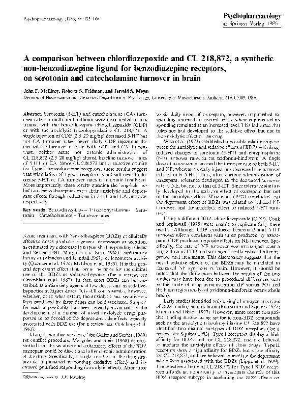 (PDF) A comparison between chlordiazepoxide and CL 218,872?a synthetic ...
