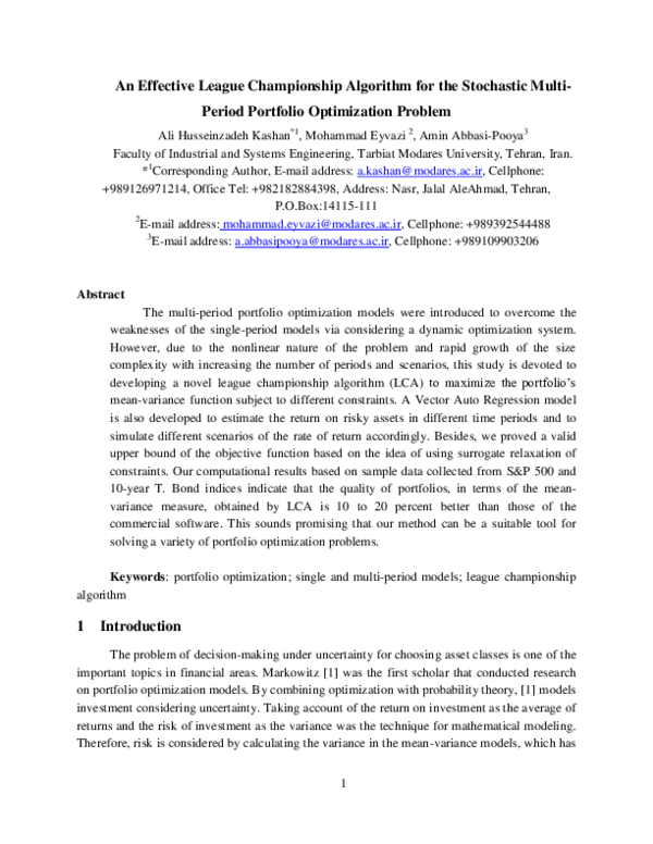 (PDF) An Effective League Championship Algorithm for the Stochastic Multi-Period Portfolio ...