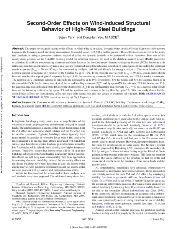 Second-Order Effects on Wind-Induced Structural Behavior of High-Rise ...