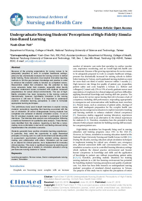 (PDF) Undergraduate nursing students' perceptions of their clinical learning environment