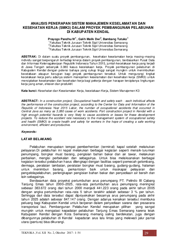 (PDF) Analisis Penerapan Sistem Manajemen Keselamatan Dan Kesehatan Kerja (SMK3) Dalam Proyek ...