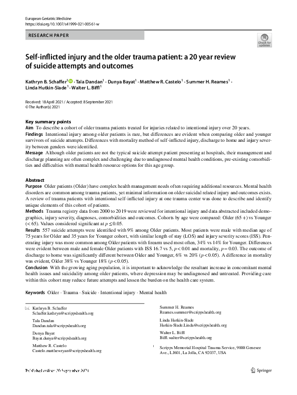 (PDF) Self-inflicted injury and the older trauma patient: a 20 year ...