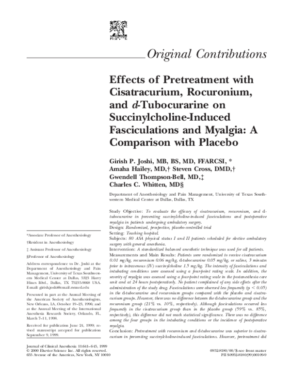 (PDF) Effects of pretreatment with cisatracurium, rocuronium, and d ...