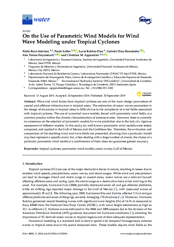 (PDF) On the Use of Parametric Wind Models for Wind Wave Modeling under ...