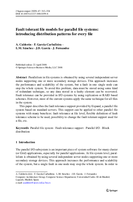 (PDF) Fault tolerant file models for parallel file systems: introducing distribution patterns ...