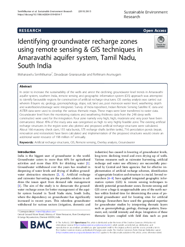 (PDF) Identifying groundwater recharge zones using remote sensing GIS techniques in Amaravathi ...
