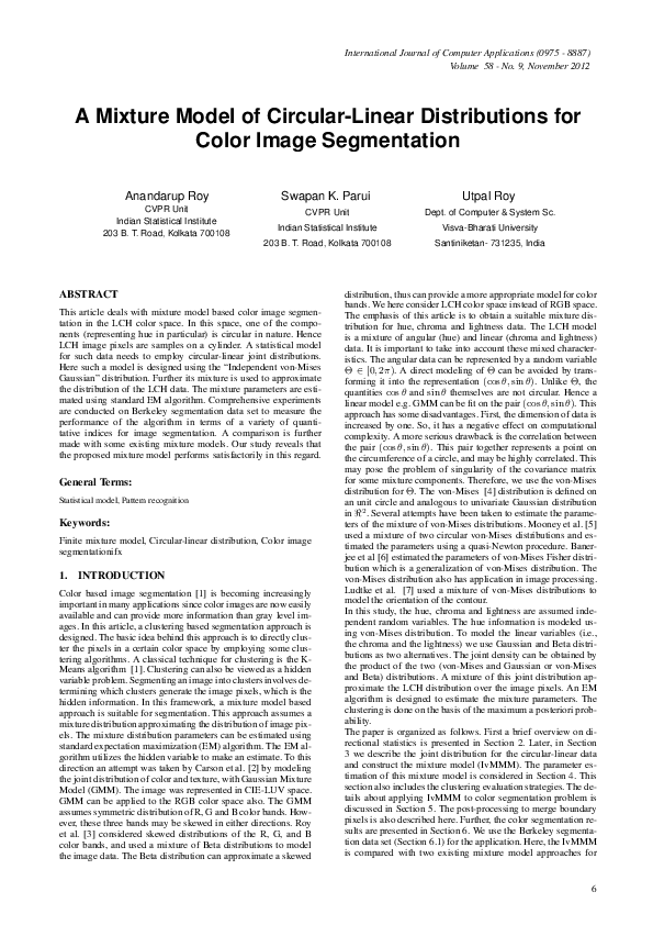 (PDF) A Mixture Model of Circular-Linear Distributions for Color Image ...