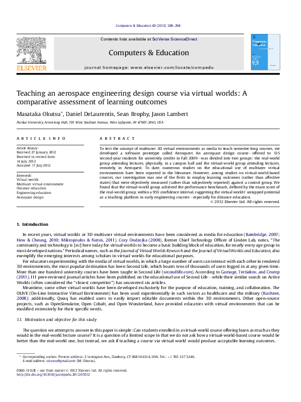 (PDF) Teaching an aerospace engineering design course via virtual ...